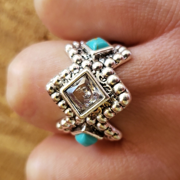 Jewelry | Turquoise Ring Western Cowgirl Diamond Ring Statement Big ...
